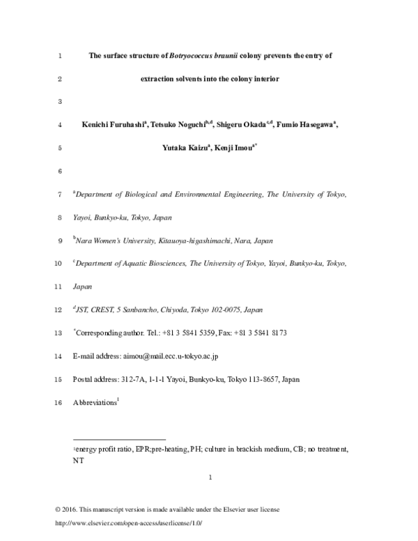 (PDF) The surface structure of Botryococcus braunii colony prevents the ...