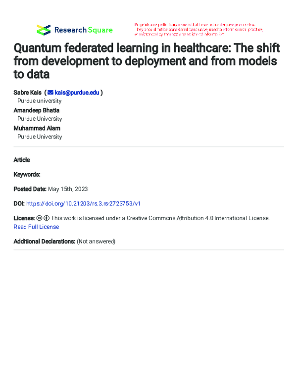 (PDF) Quantum federated learning in healthcare: The shift from ...