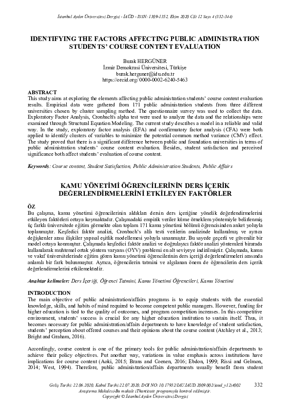 (PDF) Identifying the Factors Affecting Public Administration Students ...