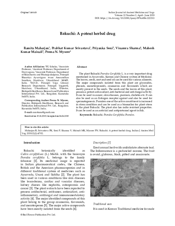 (PDF) Bakuchi A potent herbal drug