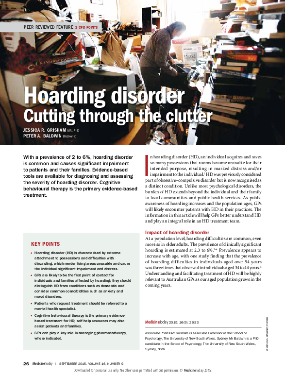 (PDF) Hoarding disorder: cutting through the clutter