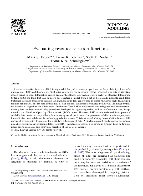 (PDF) Evaluating resource selection functions