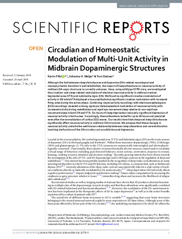(PDF) Circadian and Homeostatic Modulation of Multi-Unit Activity in ...