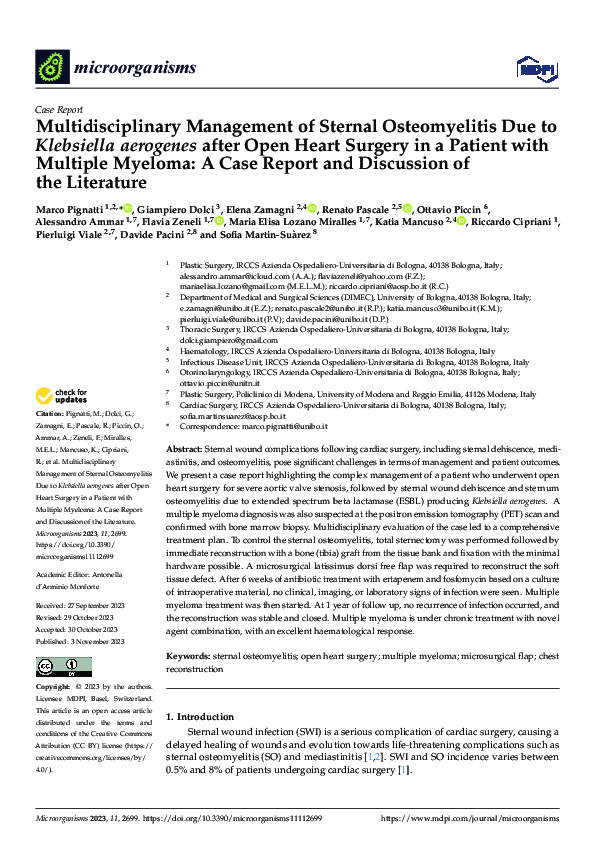 (PDF) Multidisciplinary Management of Sternal Osteomyelitis Due to ...