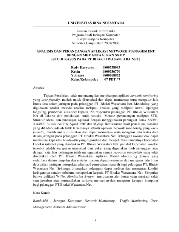 (PDF) Analisis Dan Perancangan Aplikasi Network Management Dengan Memanfaatkan SNMP (Studi Kasus ...