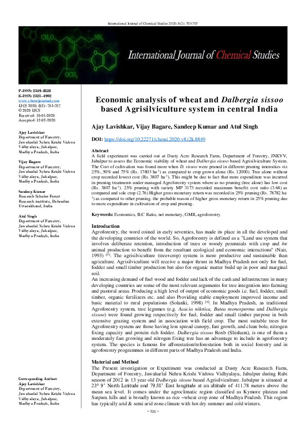 (PDF) Economic analysis of wheat and Dalbergia sissoo based ...