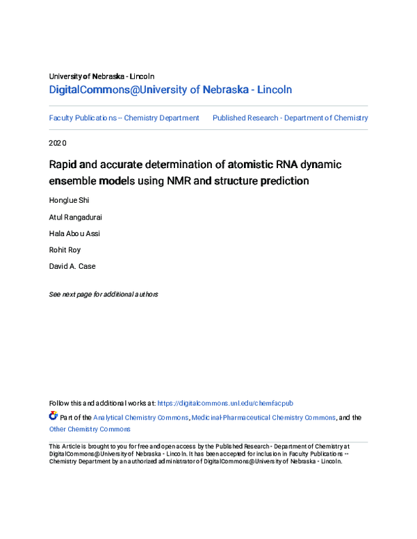 (PDF) Rapid and Accurate Determination of Atomistic RNA Dynamic Ensemble Models using NMR and ...