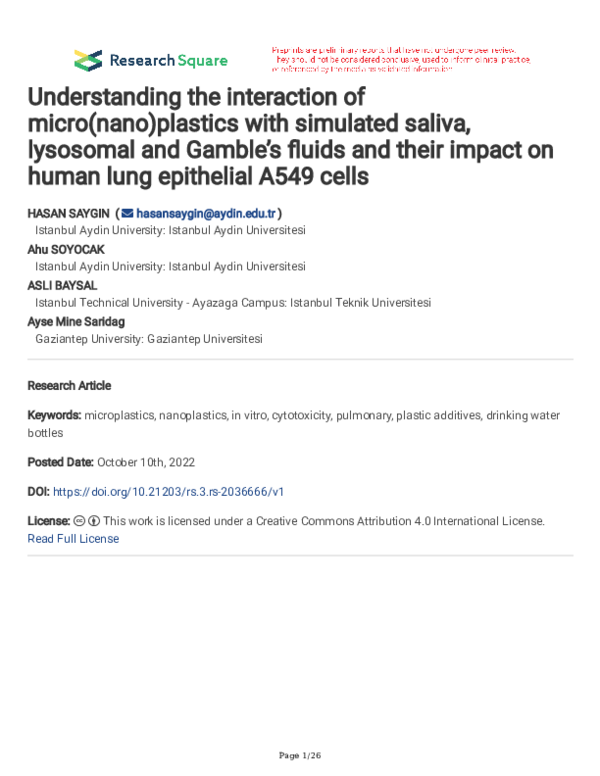 (PDF) Understanding the interaction of micro(nano)plastics with ...