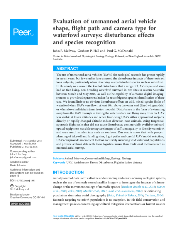 (PDF) Evaluation of unmanned aerial vehicle shape, flight path and ...