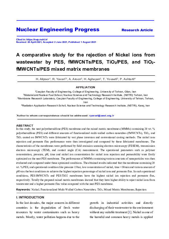(PDF) A comparative study for the rejection of nickel ions from waste ...