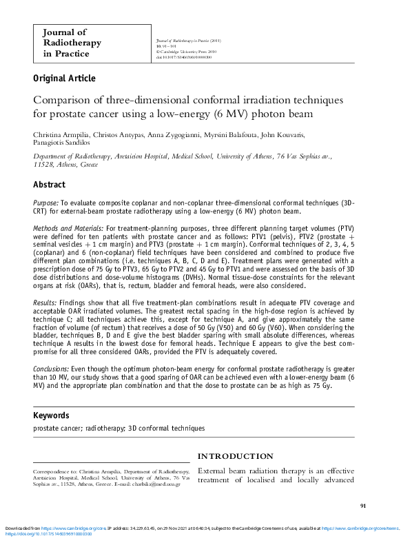 (PDF) Comparison of three-dimensional conformal irradiation techniques for prostate cancer using ...