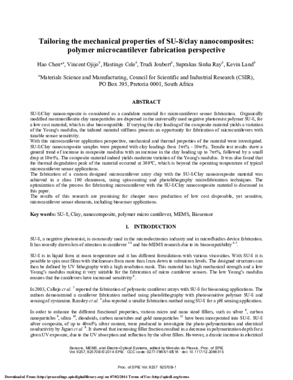 (PDF) Tailoring the mechanical properties of SU-8/clay nanocomposites ...