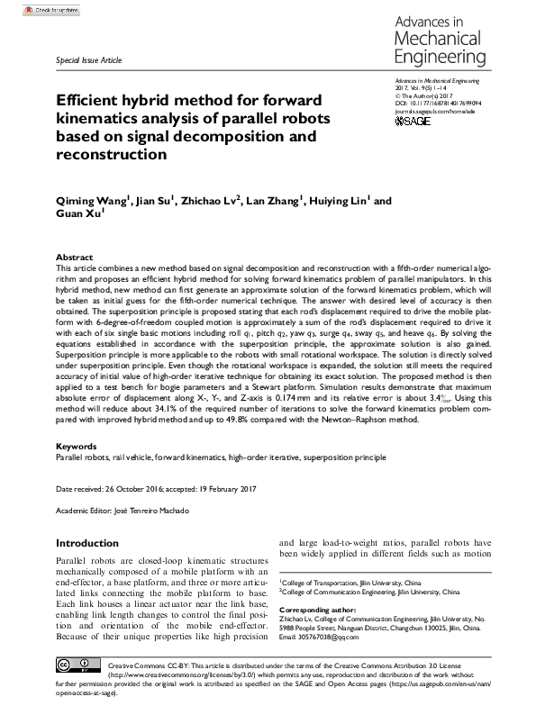 (PDF) Efficient hybrid method for forward kinematics analysis of parallel robots based on signal ...