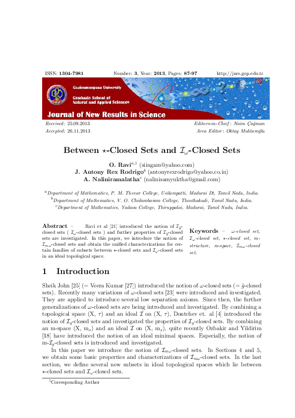 (PDF) Between *-Closed Sets and Iw-Closed Sets