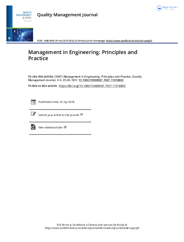 (PDF) Management in Engineering: Principles and Practice