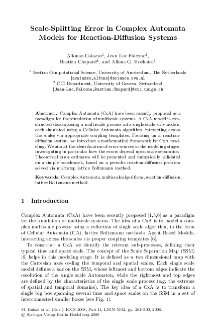 (PDF) Scale-Splitting Error in Complex Automata Models for Reaction-Diffusion Systems