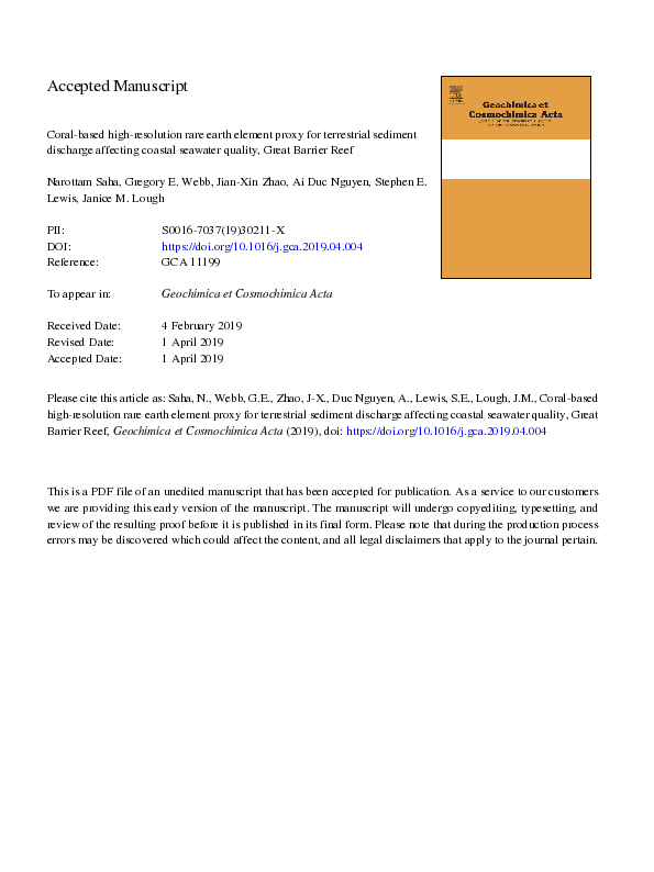 (PDF) Coral-based high-resolution rare earth element proxy for ...