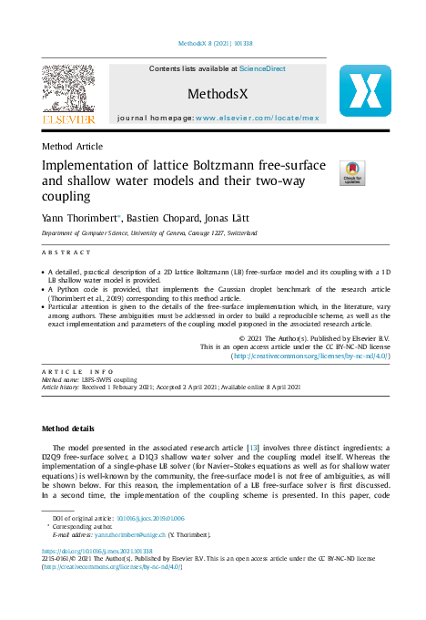 (PDF) Implementation of lattice Boltzmann free-surface and shallow water models and their two ...