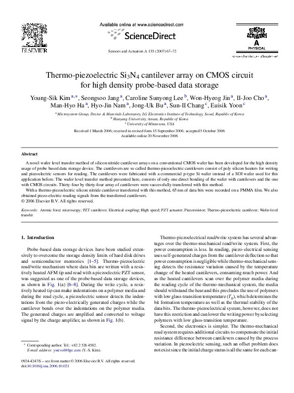 (PDF) Thermo-piezoelectric Si3N4 cantilever array on CMOS circuit for ...