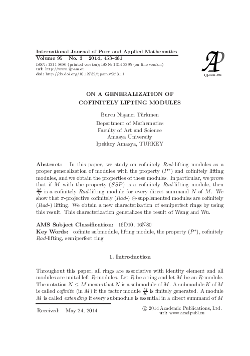 (PDF) ON A GENERALIZATION OF COFINITELY LIFTING MODULES