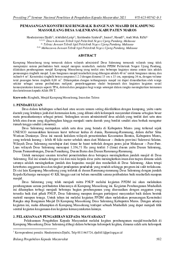 (PDF) Pemasangan Konstruksi Ringbalk Bangunan Masjid DI Kampung ...