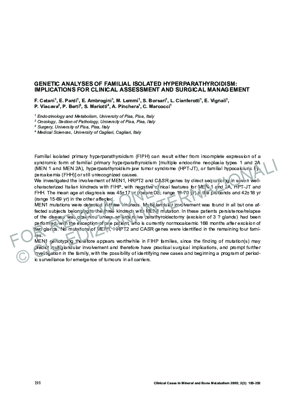 (PDF) Genetic analyses in familial isolated hyperparathyroidism ...