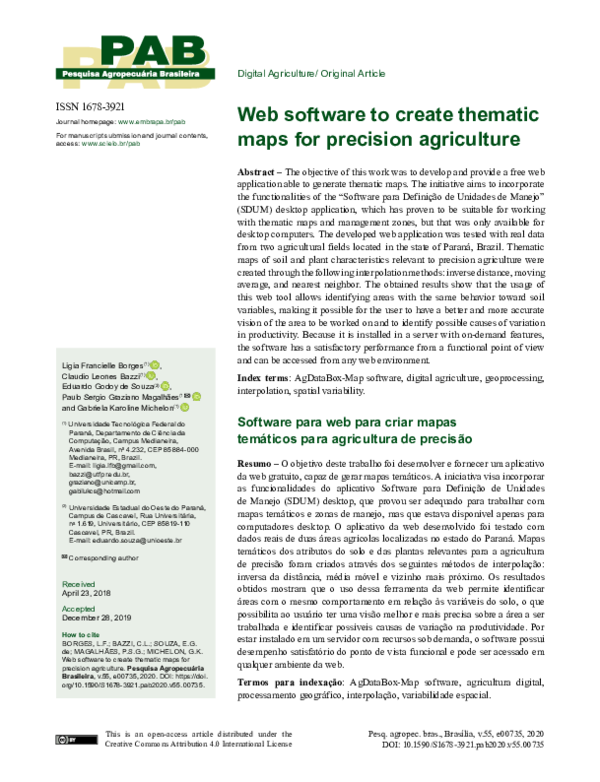 (PDF) Software para web para criar mapas temáticos para agricultura de precisão