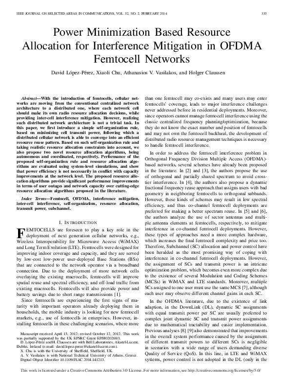 (PDF) Power Minimization Based Resource Allocation for Interference Mitigation in OFDMA ...