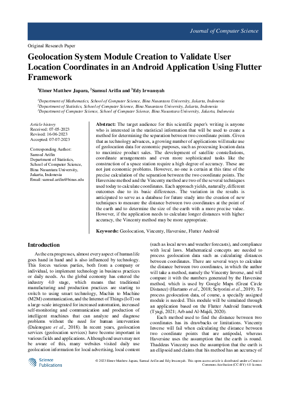 Pdf Geolocation System Module Creation To Validate User Location Coordinates In An Android