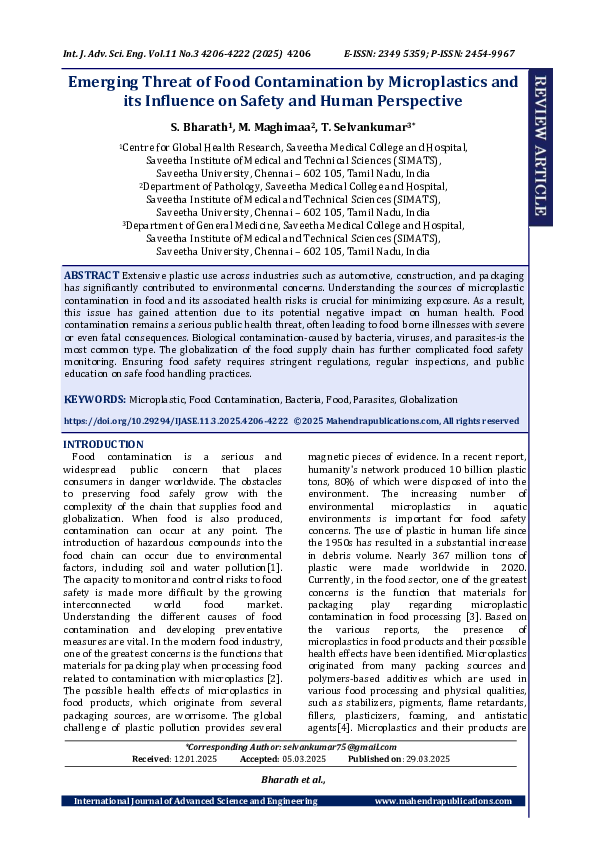 (PDF) Emerging Threat of Food Contamination by Microplastics and its ...
