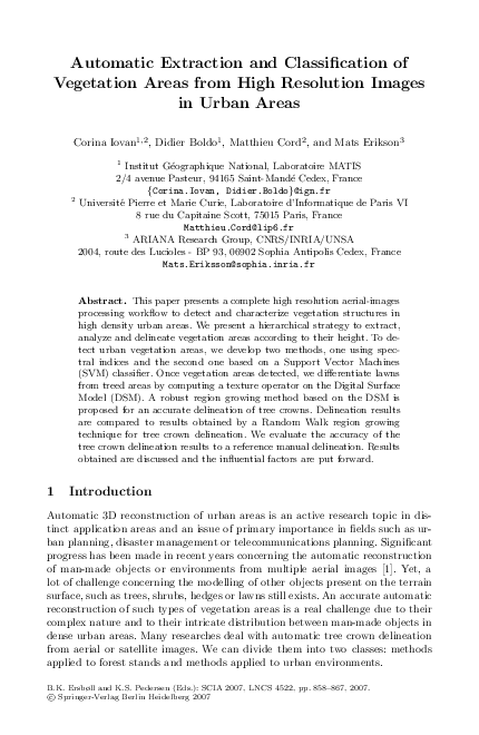 (PDF) Automatic Extraction and Classification of Vegetation Areas from High Resolution Images in ...