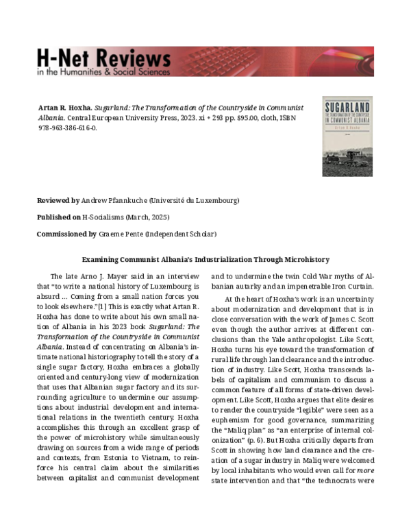(PDF) Artan R. Hoxha, Sugarland: The Transformation of the Countryside ...