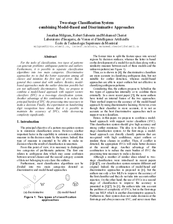 (PDF) Two-stage classification system combining model-based and ...