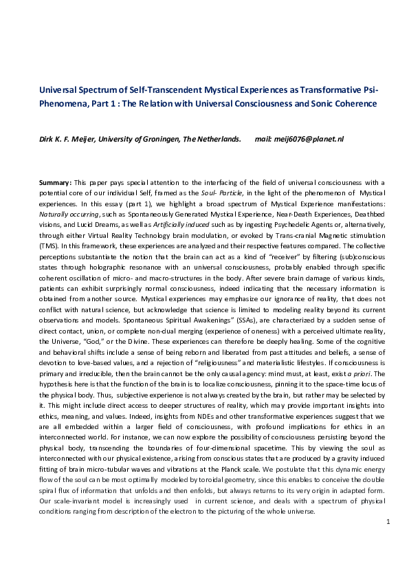 (PDF) Universal Spectrum of Self-Transcendent Mystical Experiences as Transformative Psi ...
