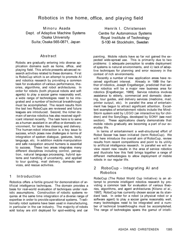 (PDF) Robotics in the home, office, and playing field