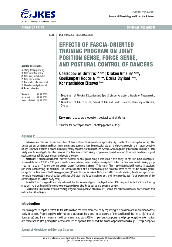 (PDF) Effects of fascia-oriented training program on joint position ...