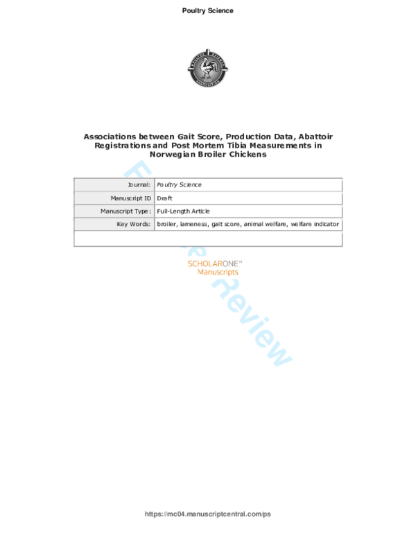 (PDF) Associations among gait score, production data, abattoir ...