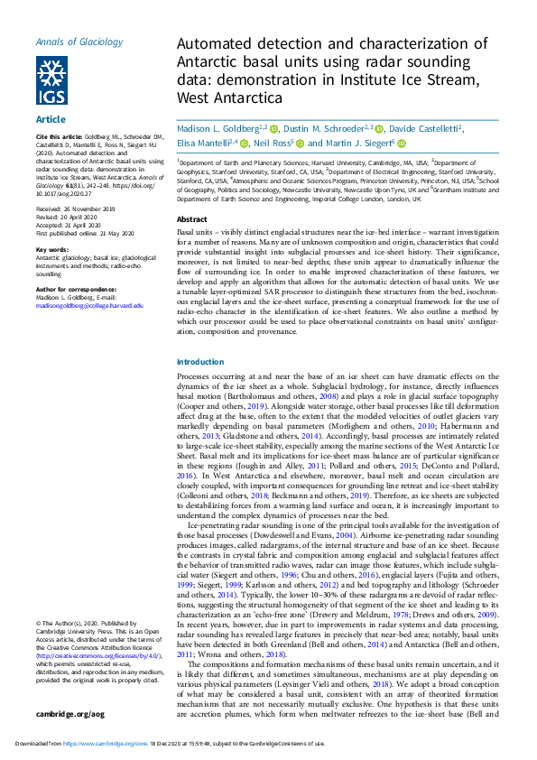 (PDF) Automated detection and characterization of Antarctic basal units ...
