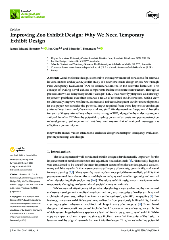 (PDF) Improving Zoo Exhibit Design: Why We Need Temporary Exhibit Design
