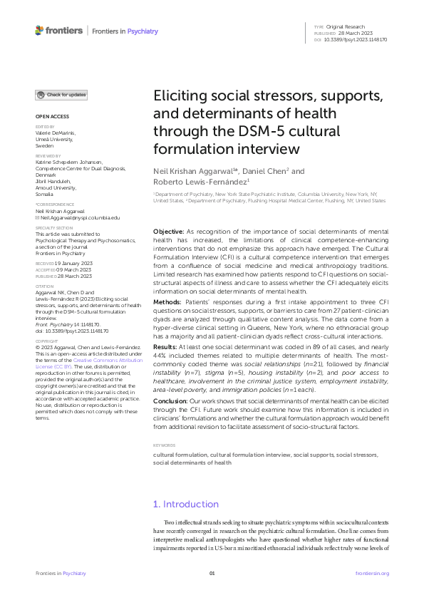 (PDF) Eliciting social stressors, supports, and determinants of health ...