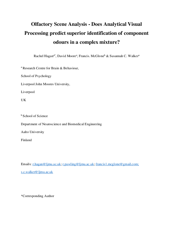 (PDF) Olfactory Scene Analysis - Does Analytical Visual Processing predict superior ...