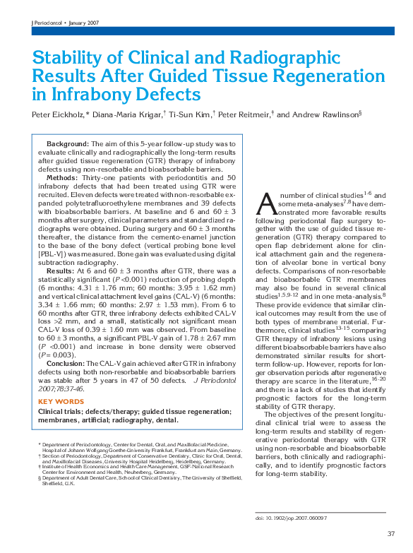 (PDF) Stability of Clinical and Radiographic Results After Guided ...