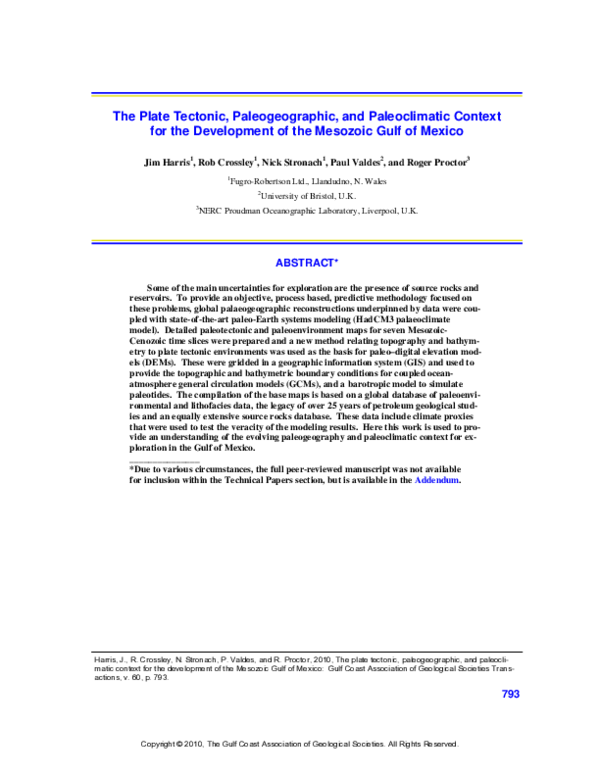 (PDF) ABSTRACT: The Plate Tectonic, Paleogeographic, and Paleoclimatic ...