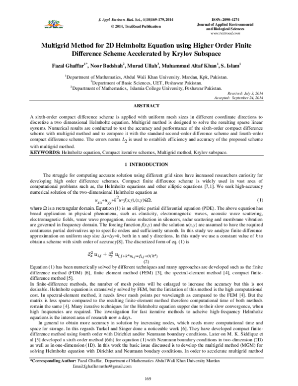 (PDF) Multigrid Method for 2D Helmholtz Equation using Higher Order ...