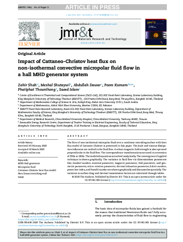 (PDF) Impact of Cattaneo-Christov heat flux on non-isothermal ...