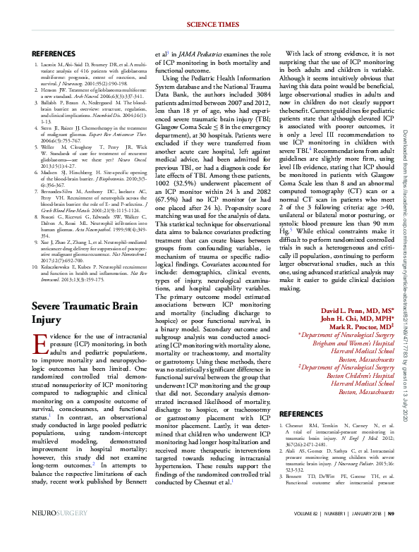 (PDF) Severe Traumatic Brain Injury