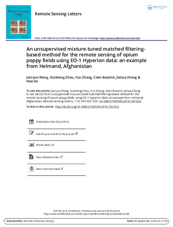 (PDF) An unsupervised mixture-tuned matched filtering-based method for the remote sensing of ...