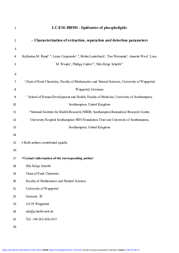 (PDF) LC-ESI-HRMS - lipidomics of phospholipids – Characterization of ...