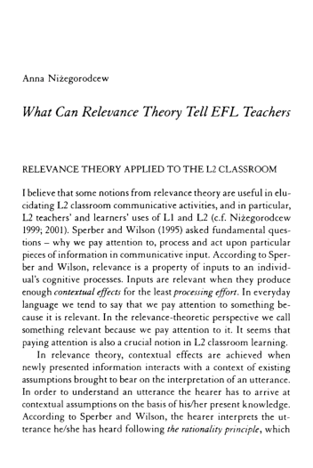 (PDF) What can relevance theory tell EFL teachers