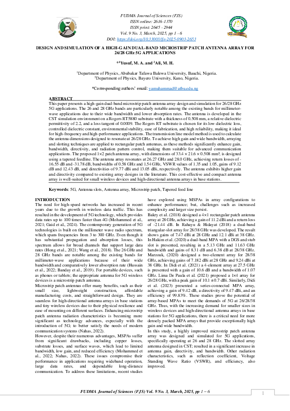 (PDF) DESIGN AND SIMULATION OF A HIGH-GAIN DUAL-BAND MICROSTRIP PATCH ...